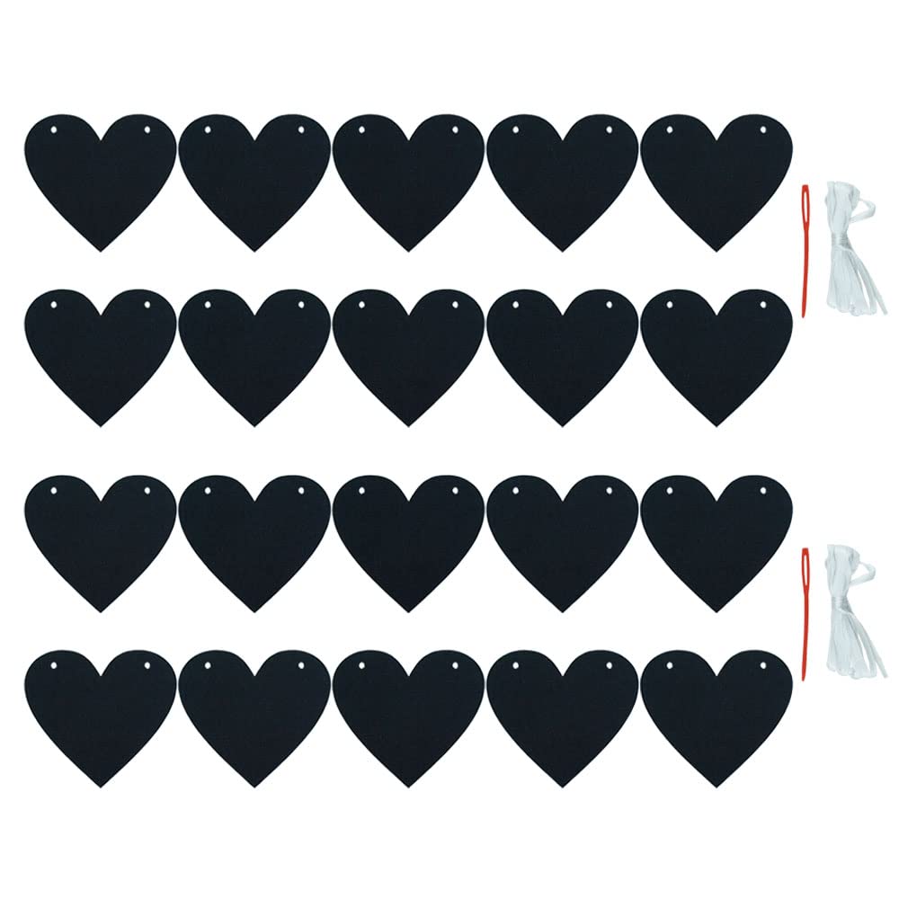 FAZHBARY 2 Pack Black Felt Heart Garland Banner for Valentines Banner Gothic Decor Farewell Wedding Anniversary Party Decorations