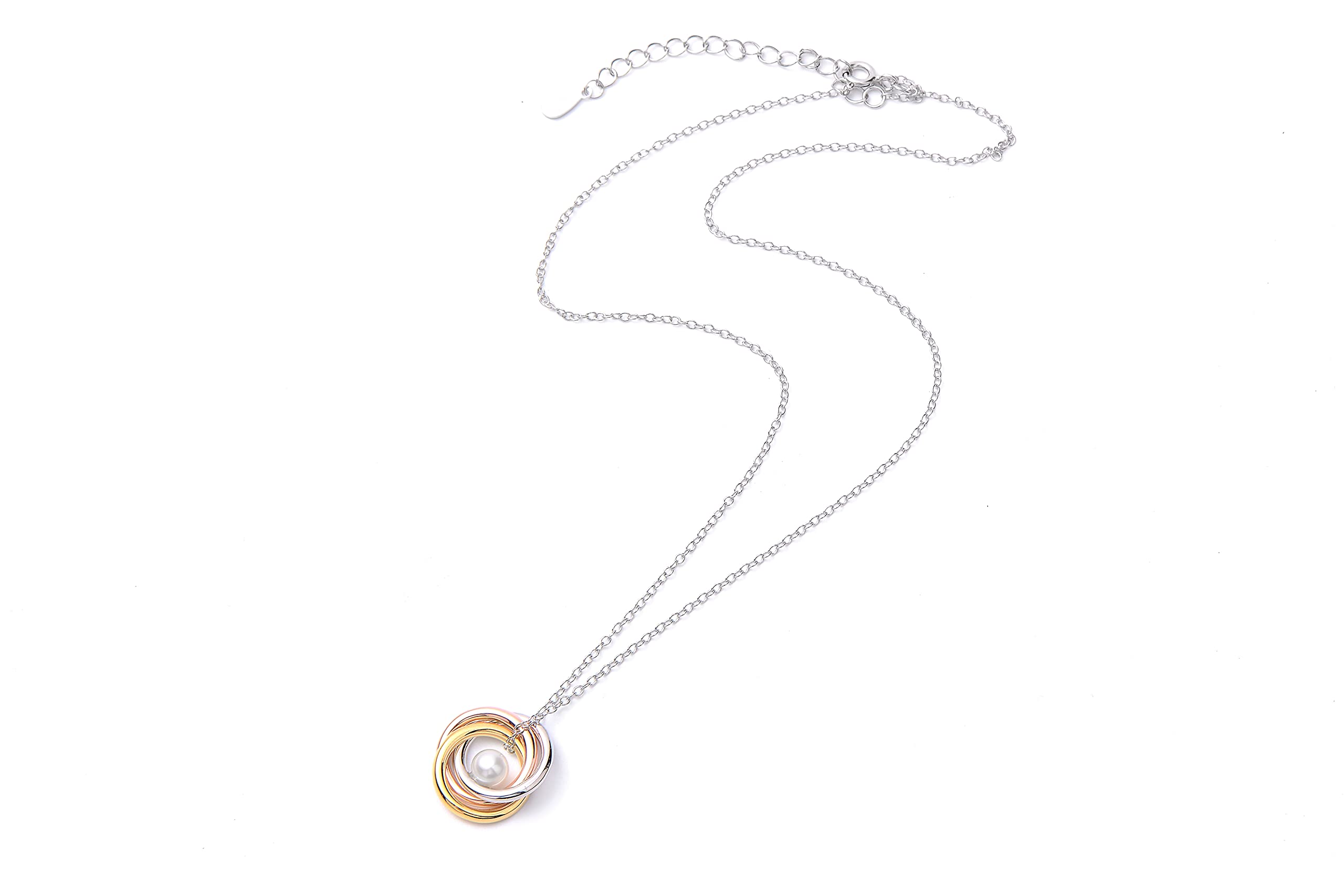 Exquisite Tri Color Sterling Silver & Freshwater Pearl Adjustable Pendant