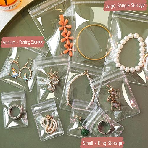 WEDDINGHELPER Jewelry Bags Small Self-Sealing Plastic Zip Clear Bags PVC Transparent Lock Bag for Storing Bracelets Rings Earrings Ziplock Pouch (150 Pcs)