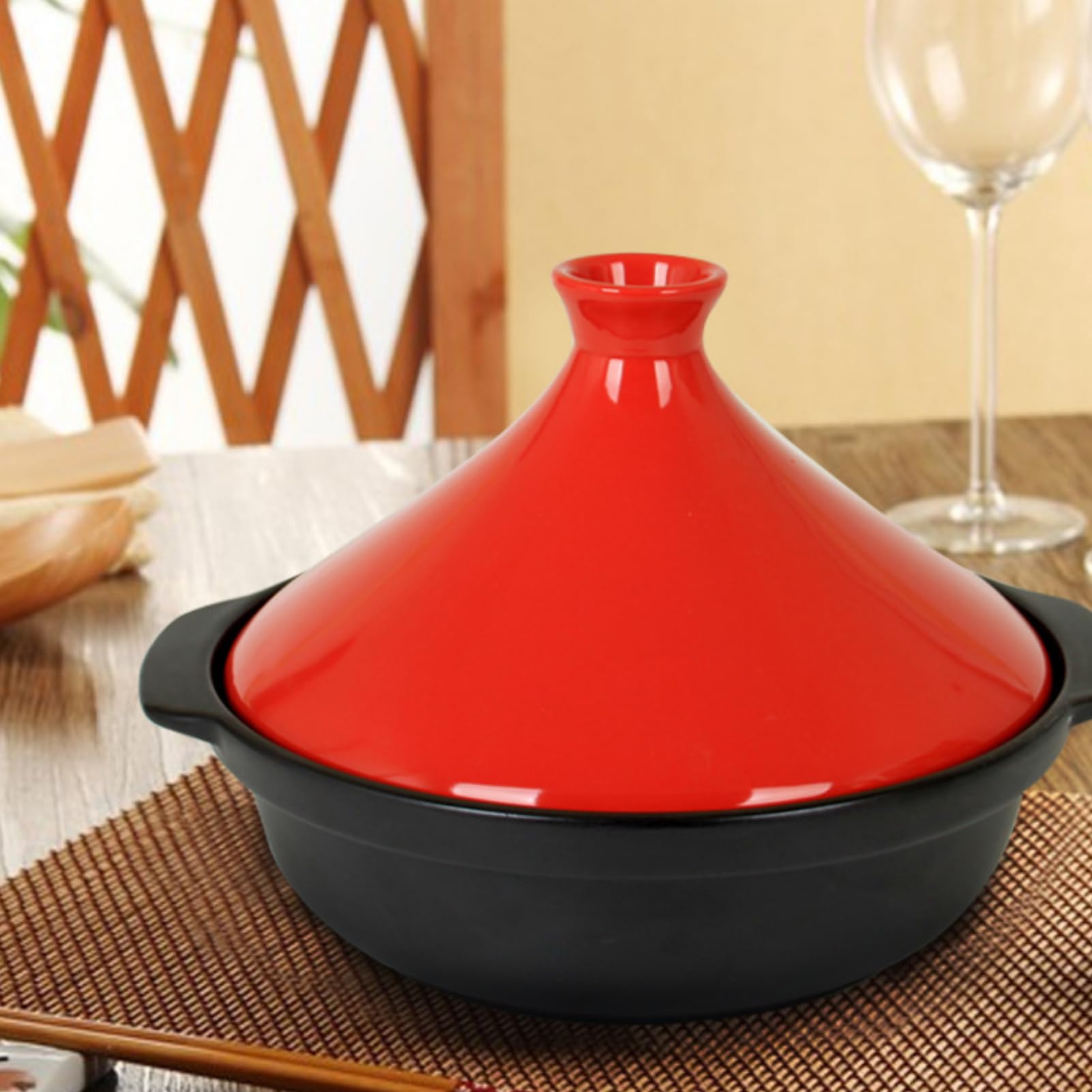 Moroccan Tagine, 9.5 Inch Tajine Pot with Double Oven Mitts Moroccan Ceramic Pot Cooking Pot, Oven and Dishwasher Safe