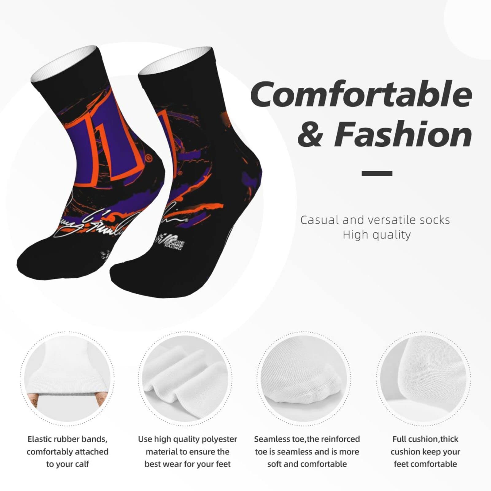 Denny Hamlin 11 Running Socks Athletic Ventilating Comfort Fit Performance Cool Wicking Crew Socks for Unisex