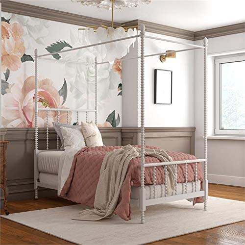 DHP Emerson Metal Canopy Bed in Twin Size Frame in White