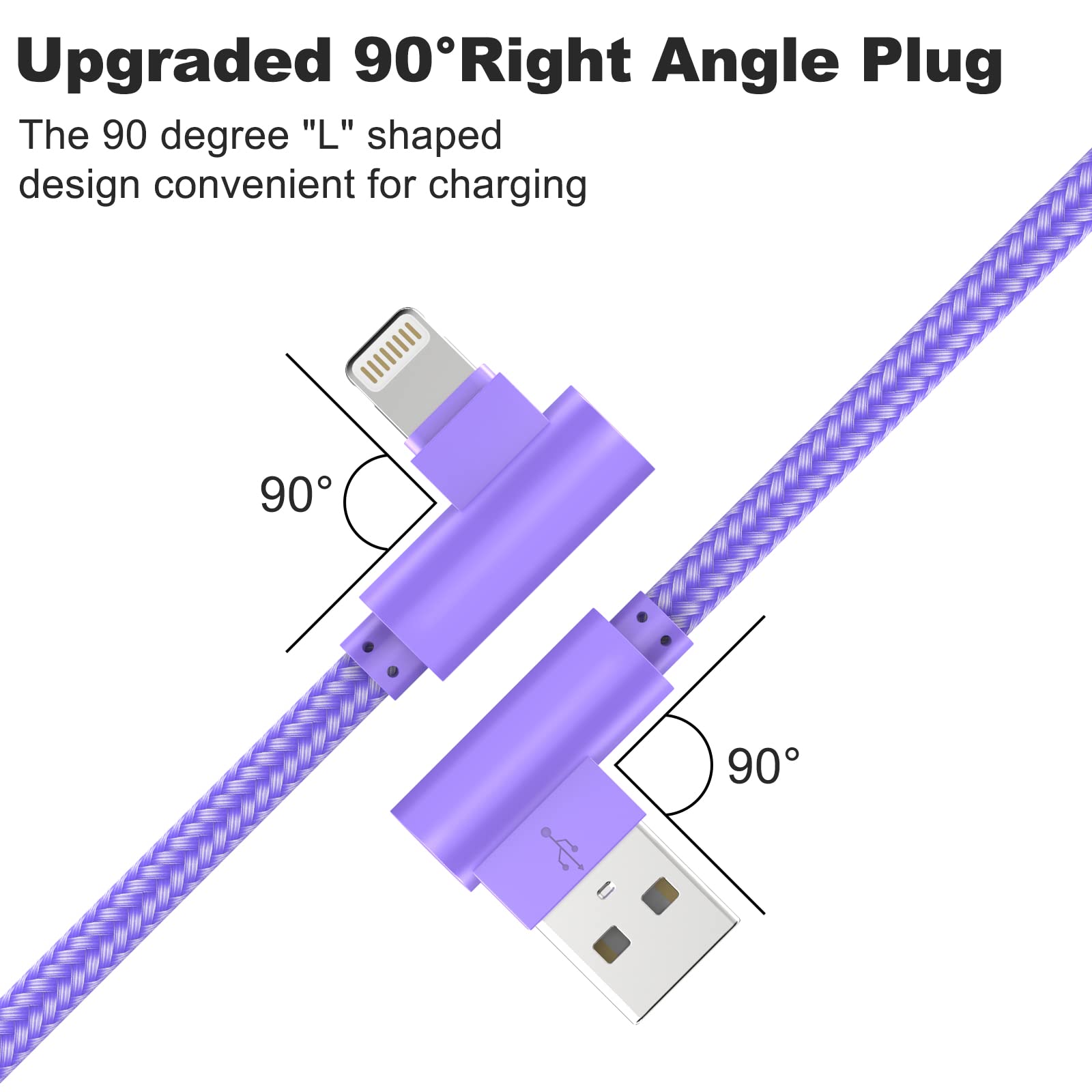 𝐢𝐏𝐡𝐨𝐧𝐞 𝐂𝐡𝐚𝐫𝐠𝐞𝐫 𝟏𝟎 𝐅𝐓 [Apple MFi Certified] 90 Degree Lightning Cable Nylon Braided iPhone Cable Compatible with iPhone 14 13 12 Mini Pro Max SE 11 Xs Max XR X 8 7 6 (10Feet)
