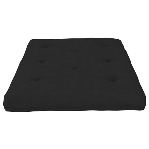 DHP Eve 8 Inch Thermobonded High Density Polyester Fill Futon Mattress, 8 in, Black