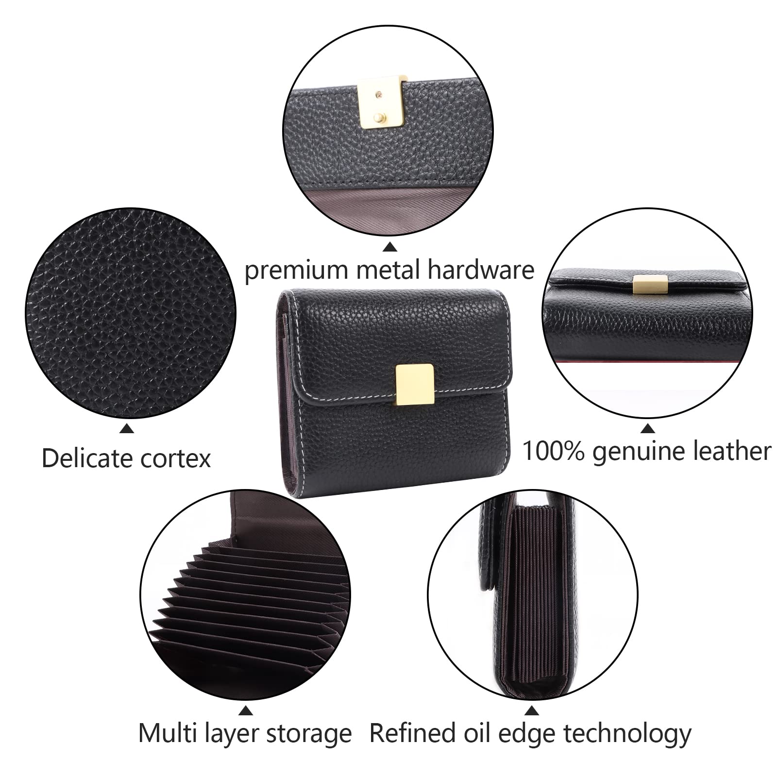 EXT-FAN Credit Card Holders RFID Small Wallet for Women Envelope System Purse Compact Card Cases & Money Organizers (black)