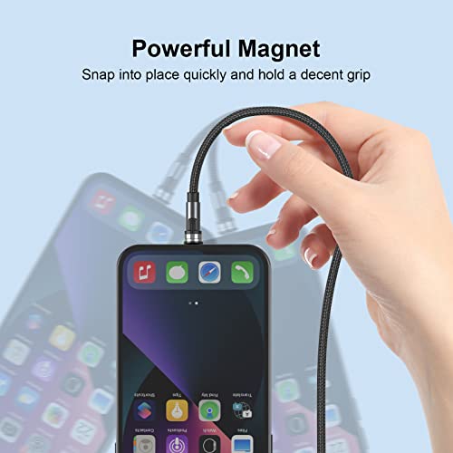 N. NETDOT NetDot 540°Rotation 3in1 Magnetic Charging Cable, 6.6ft 3 Pack Gen15 Magnetic Phone Charger and Magnetic Charger for Micro USB, USB-C/Type C and i-Product, 3in1 Black
