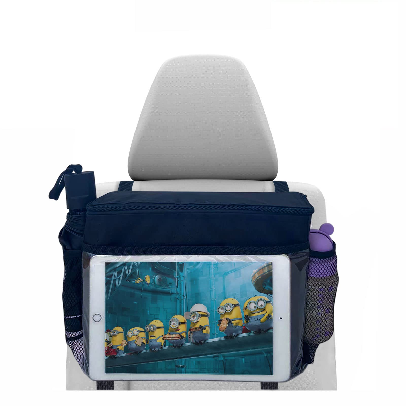 Fresheracc Clear Touchable Car Tablet Holder Bag Compatible for iPad Kindle Fire Samsung Galaxy Tab Up to 10.5 Car Front and Back Seat Headrest Hanging Mount Case for Kids (Black)