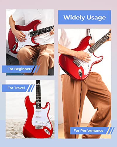 Electric Guitar Beginner Kit, 39 Inch Full Size Electric Guitar with Amp for Beginners Adults Teens, Metallic Red, by Vangoa