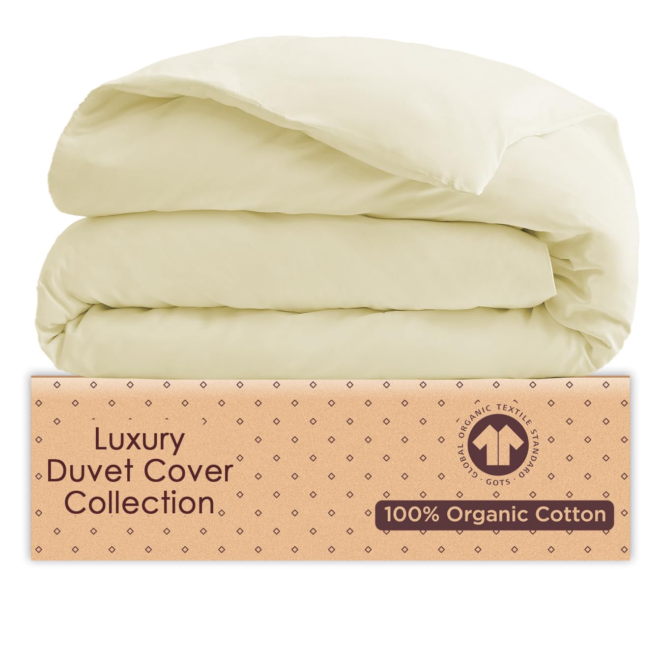 Organic Cotton Duvet Cover Queen/Full – Natural – GOTS Certified – Soft & Smooth Sateen Weave – Secure Fit with Corner Ties & Envelope Closure – Premium Bedding – Machine Washable – Tissaj