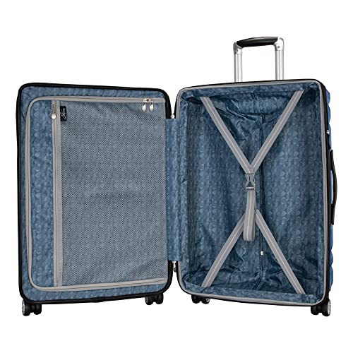 Skyway Nimbus 4.0 Expandable, Durable Hardside, 4 Wheel Spinner, Lightweight Suitcase, Unisex, Stylish, Maritime Blue, Checked-Medium 24-Inch