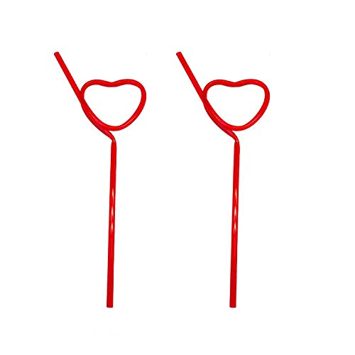 Heart-Shaped Party Straws Drinking Sipping Straws, Novelty Props for Wedding Birthday Party (20 pcs)