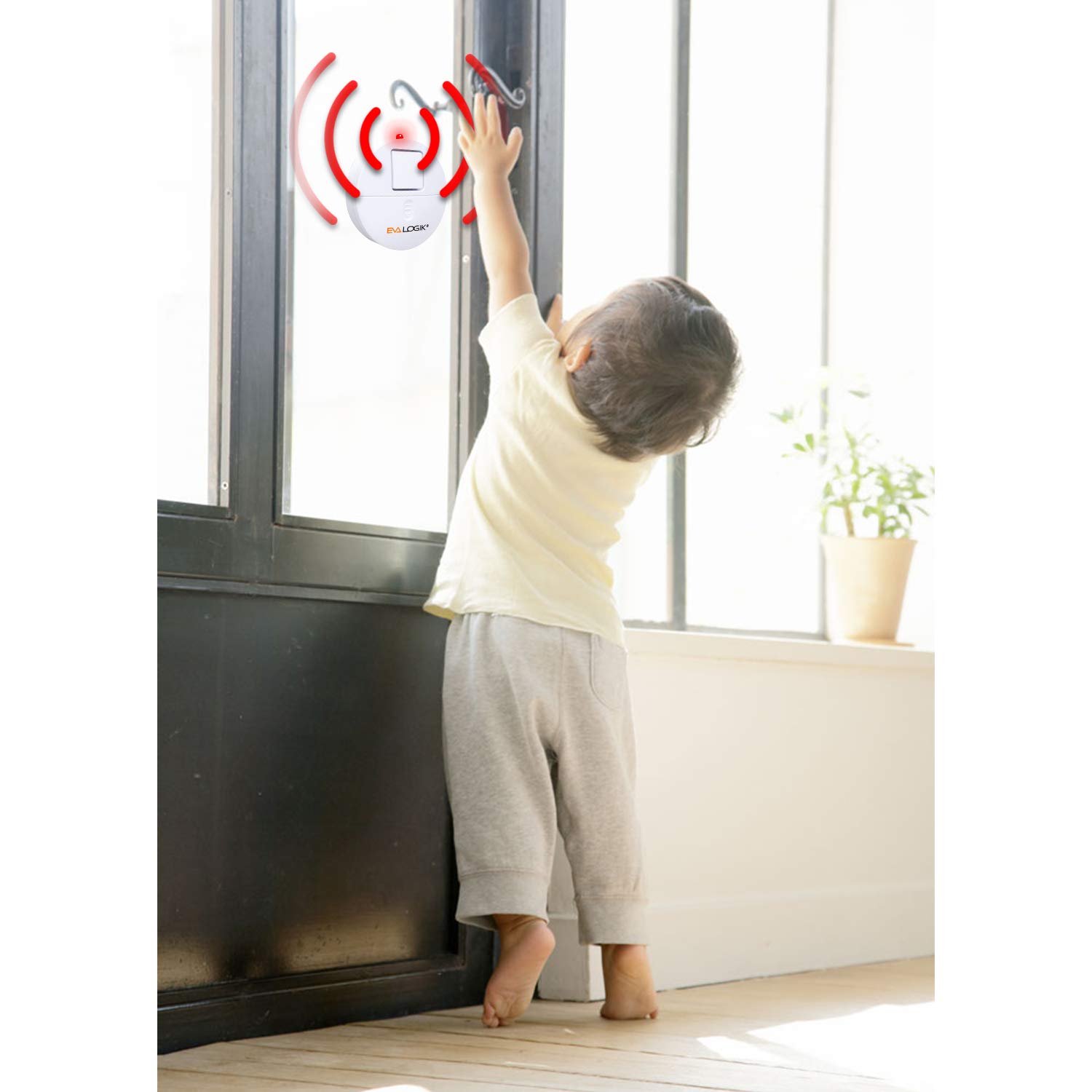 EVA LOGIK Modern Ultra-Thin Window Alarm with Loud 120dB Alarm and Vibration Sensors Compatible with Virtually Any Window, Glass Break Alarm Perfect for Home, Office, Dorm Room- 8 Pack