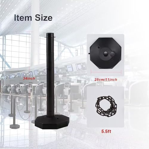 HABUTWAY 6Pcs Traffic Delineator Post Cone with 5.5FT Chain, Chain Safety Barriers Outdoor and Indoor Crowd Control Barricade (Black)