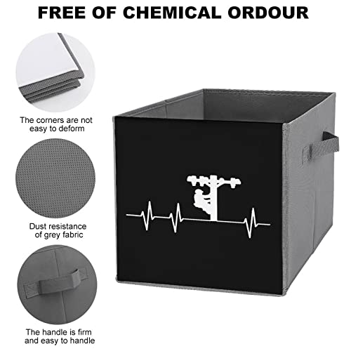 Heartbeat Lineman Large Cubes Storage Bins Collapsible Canvas Storage Box Closet Organizers for Shelves