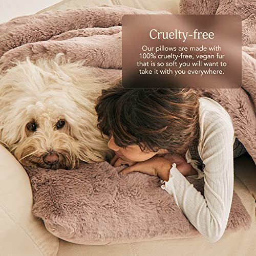 UnHide Squish - Faux Fur Pillow - Extra Soft Throw Pillow - Square Shaped Pillow, Polyester Fill - Machine Washable - Perfect for Living Room, Bedroom, or Guest Room - 20โ x 20โ - Silver Lynx