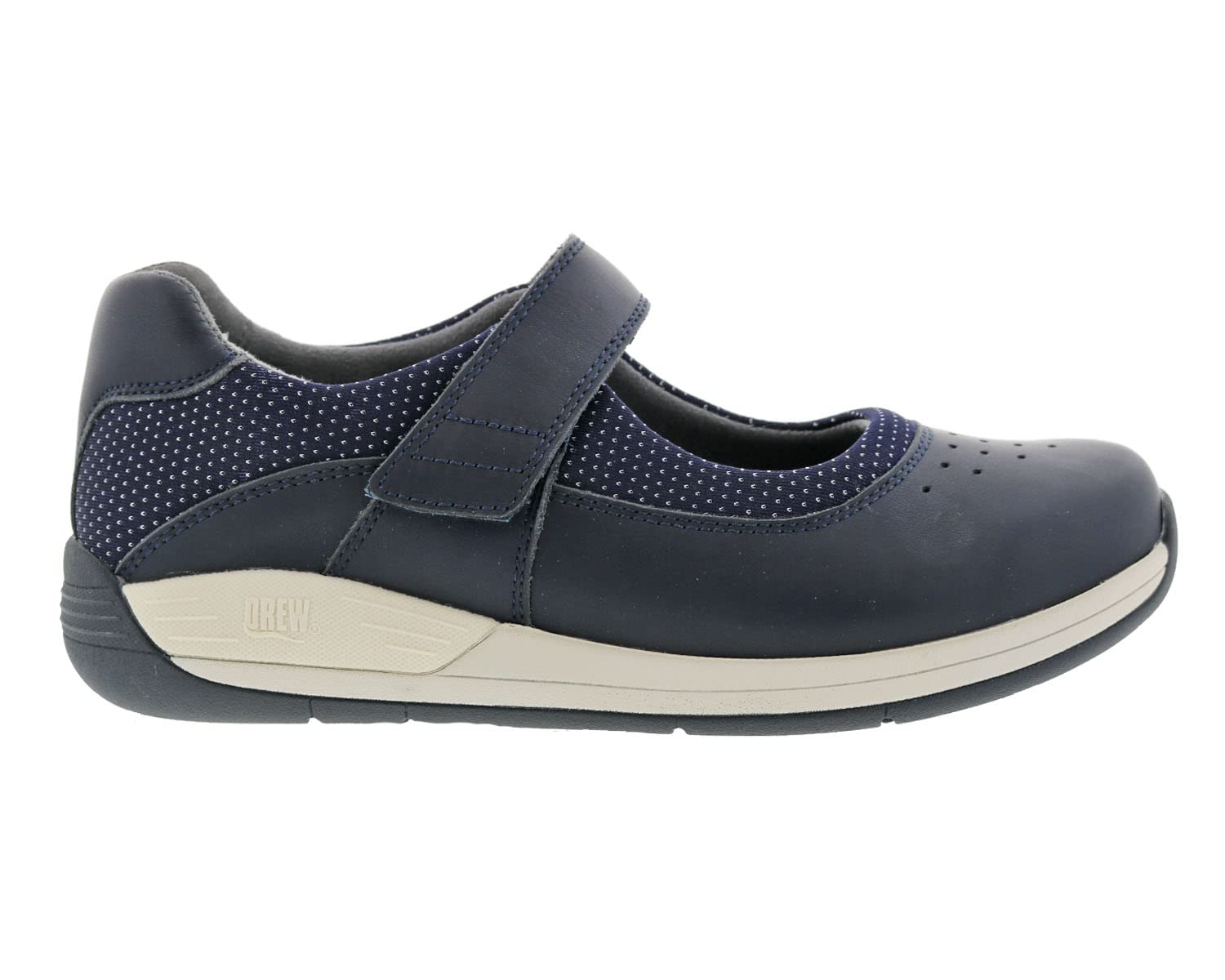 Drew Trust, Womens Velcro Mary Jane Orthopedic Comfort Shoe, Navy Leather, 10.5 Wide (D)