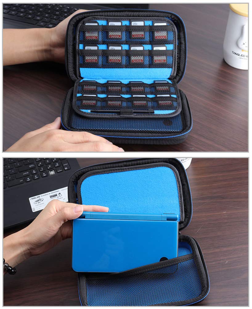 YOUNGFIT Soyan Carrying Case for Nintendo 2DS XL and New 3DS XL, 16 Game Card Holders, with Carry Handle (Blue)