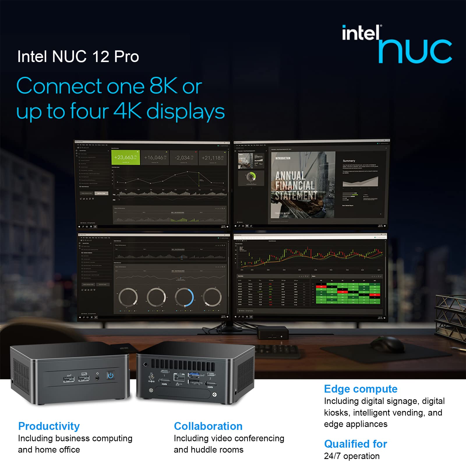 Intel NUC 12 Pro desktop Mini PC, Latest 12TH GEN Intel Core i7-1260P 12-Cores, Upto 4.7GHz Turbo, 18MB Intel Smart Cache, Intel Iris Xe Graphics, 16GB RAM, 512GB SSD, Win 11 Pro（NUC12WSHi7）