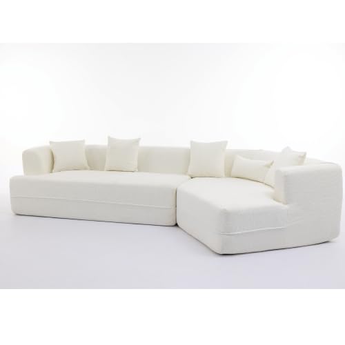 Huatean Home 125” Sectional Sofa Couch, Dimension Exten Modern Modular Sectional Couch for Living Room, L Shaped Sectional Couch High-Density Foam Couch Corner Sofa, Free Combination, White