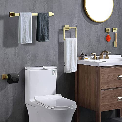 LGSFTBFS 4 Pack Square Towel Hooks for Bathrooms, Gold Towel Hook for Kitchen Bathroom, SUS304 Stainless Steel Coat Hook, Heavy Duty Holder Robe Hooks for Hanging Towels, Coats, sponges, Wall Mount