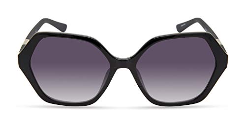 GUESS Women's Trendy Geometric Square Sunglasses, Shiny Black, 57mm