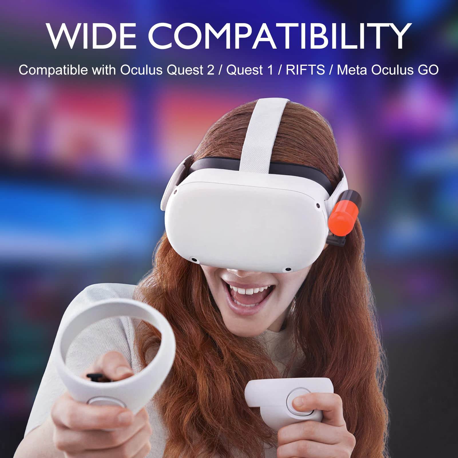Extra Battery Pack for Meta Oculus Quest 2 Headsets Accessories, Match Elite Strap, Any Strap, Super Lightweight 5000mAh VR Power Bank, Extended 2+ Hour Game Time in Virtual Reality (Orange)