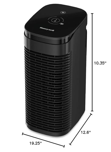 Honeywell HPA075B Allergen Plus Series Compact HEPA Air Purifier Tower, Allergen Reducer for Medium Rooms (100 sq ft), Black - Wildfire/Smoke, Pollen, Pet Dander & Dust Air Purifier