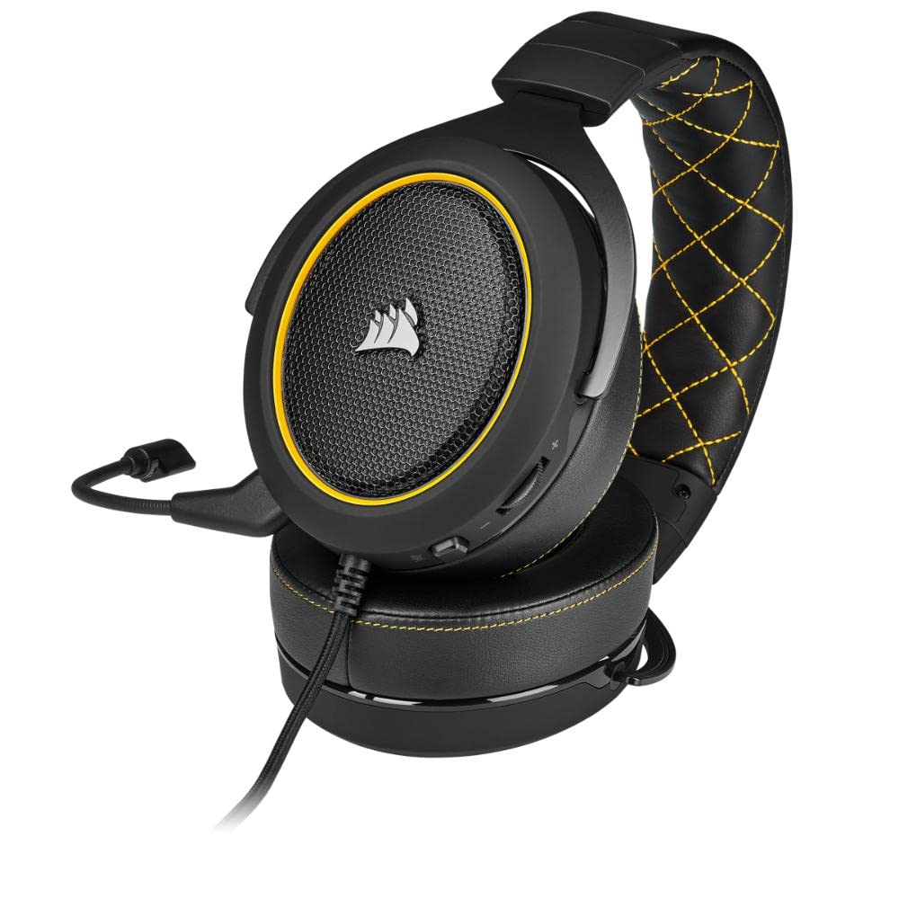 Corsair HS60 Pro β 7.1 Virtual Surround Sound PC Gaming Headset w/USB DAC - Discord Certified β Works with PC, Xbox Series X, Xbox Series S, Xbox One, PS5, PS4, and Nintendo Switch β Yellow
