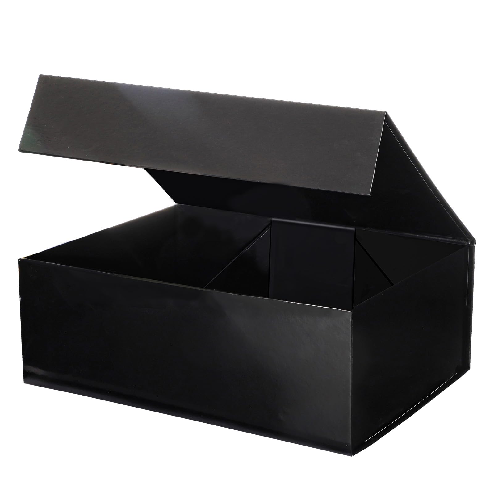 Moretoes Black Gift Box, 3pcs 12 x 9 x 4.3 Inches Gift Boxes with Magnetic Lid and Ribbons, Large Collapsible Gift Box
