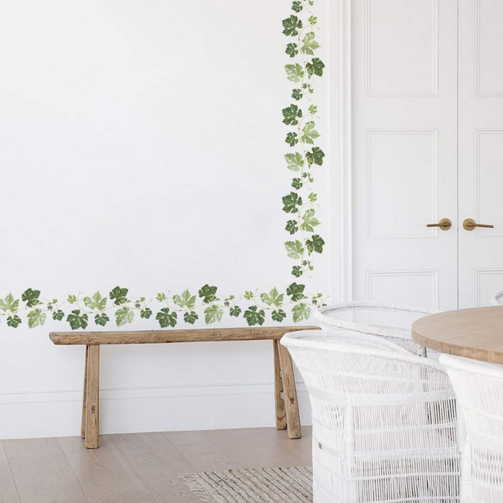 Evergreen Ivy Wall Decals Vines Border Wall Decor Stickers for Kitchen Living Room Decorations Set of 4 Sheets