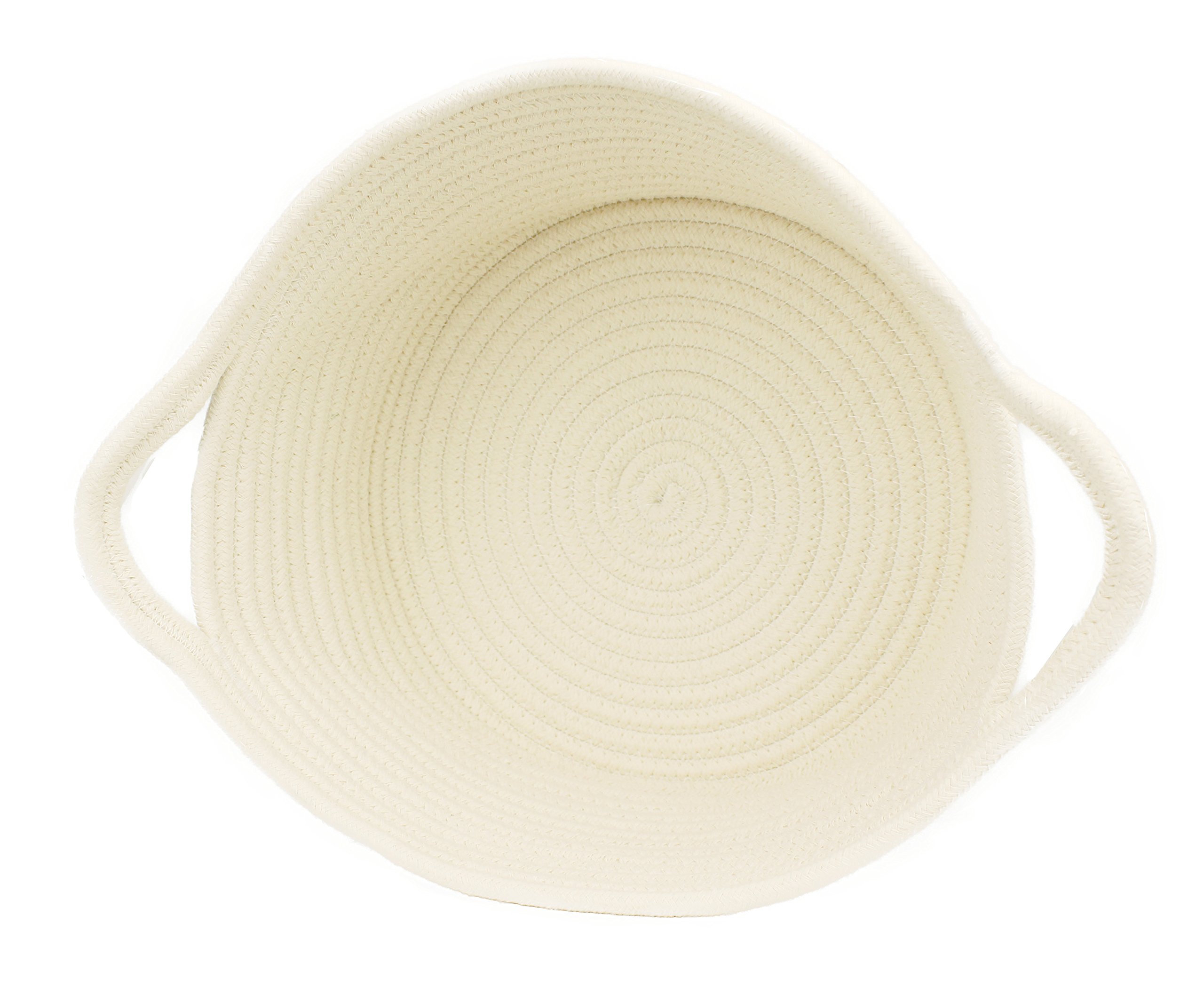 Orino Natural Two Small Cotton Rope Storage Basket with Handles Soft Durable Laundry Toy Pet Storage Nursery Home Decorations Bin (11.81x10.23x6.23 inch, Medium, Off White)