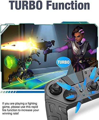 COWBOX 【2021 Upgraded Version】 Wireless P4 Controller with 3 Programmable Back Buttons and 1 Sensitivity-Control Back Button, Game Controller Remote with Turbo/Gyro/HD Dual Vibration/Touch Panel/LED