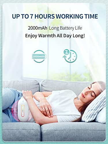 Slimpal Heating Pad for Cramps, Portable USB Cordless Heating Pad with Massager for Back Pain Relief, Heat Belt Gifts for Women White