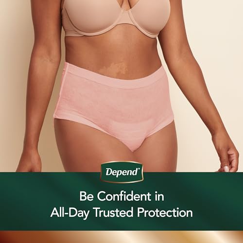 Depend Silhouette Adult Incontinence & Postpartum Bladder Leak Underwear for Women, Maximum Absorbency, Medium, Pink, 56 Count, Packaging May Vary