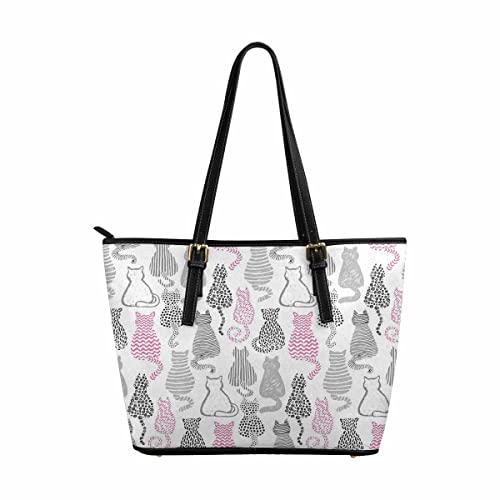 InterestPrint Texture Cat In Graphic Graffiti Style Women Tote Bag Large Shoulder Bag Top Handle Handbag for Gym, Work, School