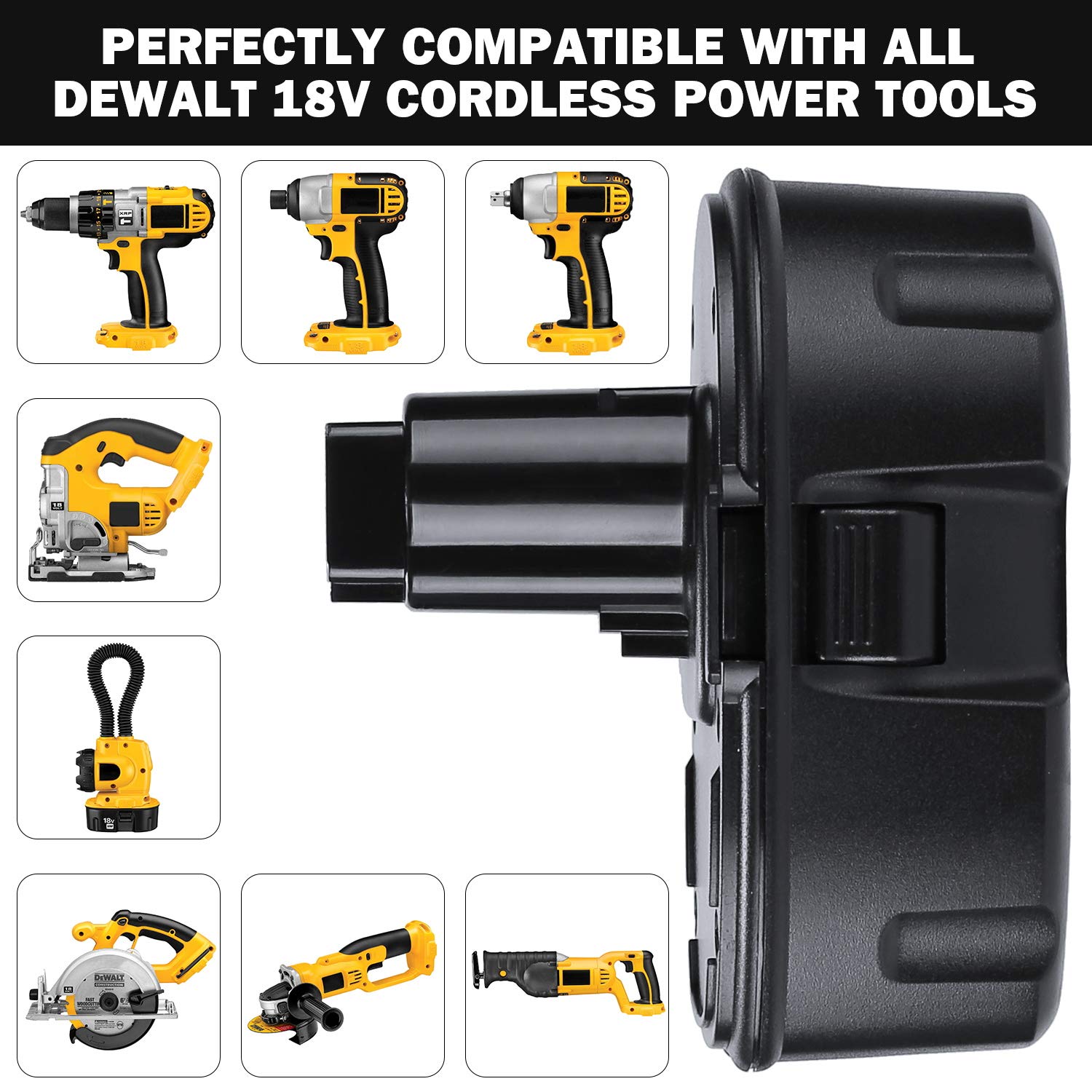 grupeer 2 Pack 4200mAh Replace for Dewalt 18v Battery XRP DC9096 DC9098 DC9099 DW9095 DW9096 DW9098 DE9038 Replacement Fit for All Dewalt 18v Cordless Power Tools