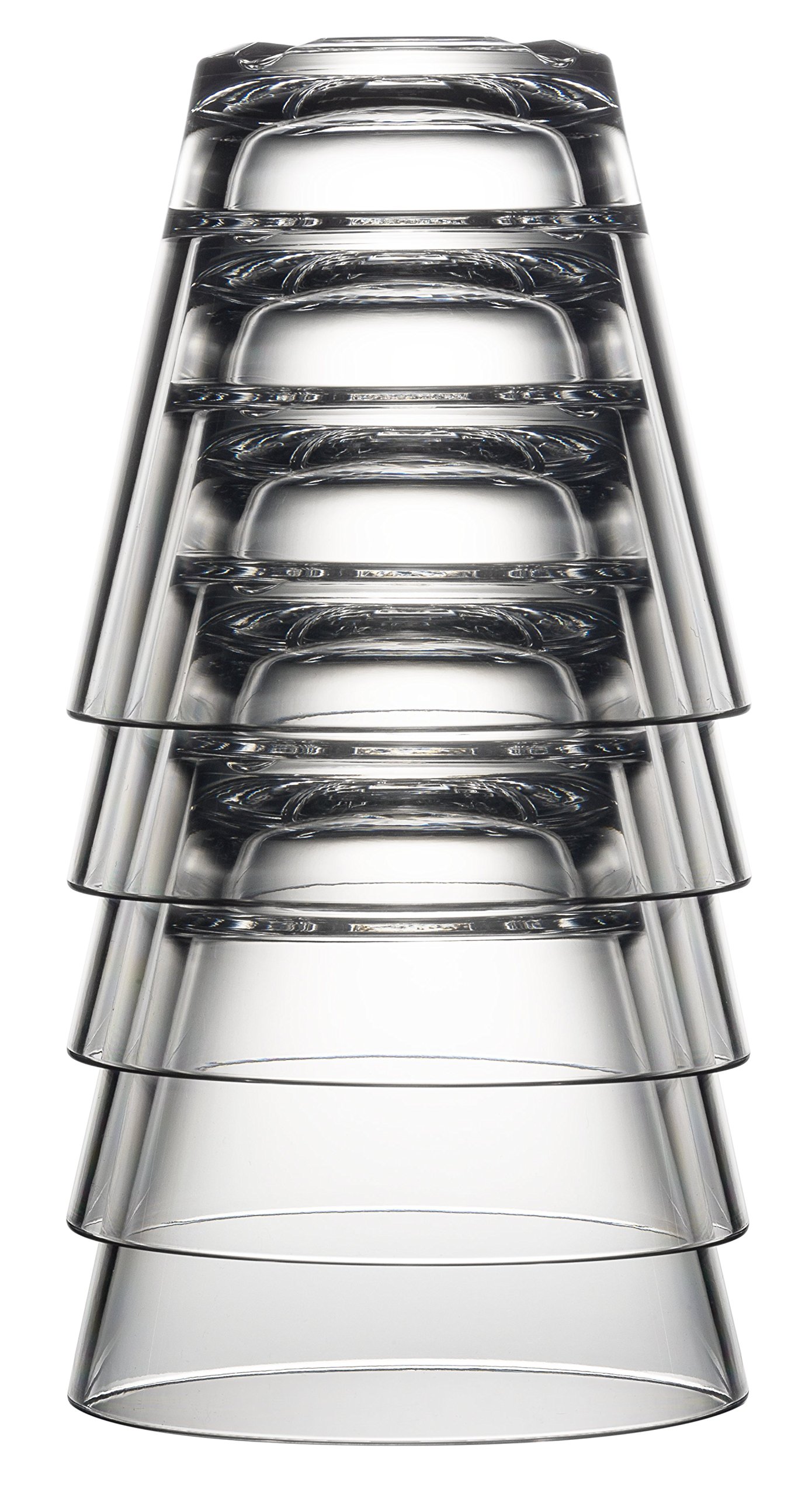 Drinique Unbreakable Caliber Double Rocks Whiskey Glass (Set of 4) 12oz Old Fashioned Whiskey Glasses - Stackable, Shatterproof, Dishwasher Safe - Clear