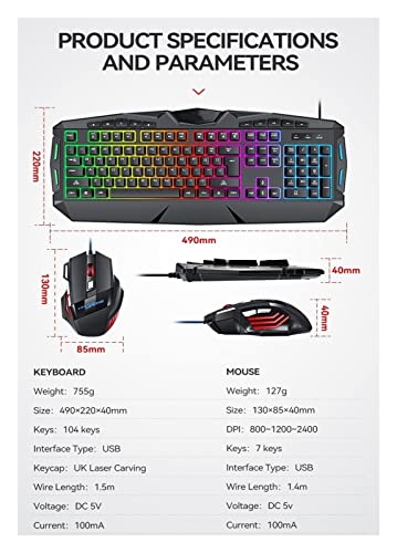 Keyboards Gaming Keyboard Mouse Multimedia Office Mechanical Large Keyboard and Mouse Set Video Games