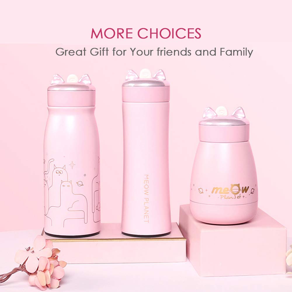 DIFFLIFE Mini Vacuum Mug Cute Thermos ,2019 New Stainless Steel Hot Water Bottle Travel Cup,304 stainless steel milk mug coffee tea(260ML Pink) (DAYUN)