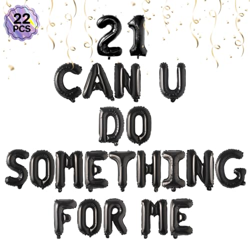 Generic 21st Birthday Balloon Banner, Black Color Scheme, Includes 1 Golden Ribbon and 2-3 Plastic Straws