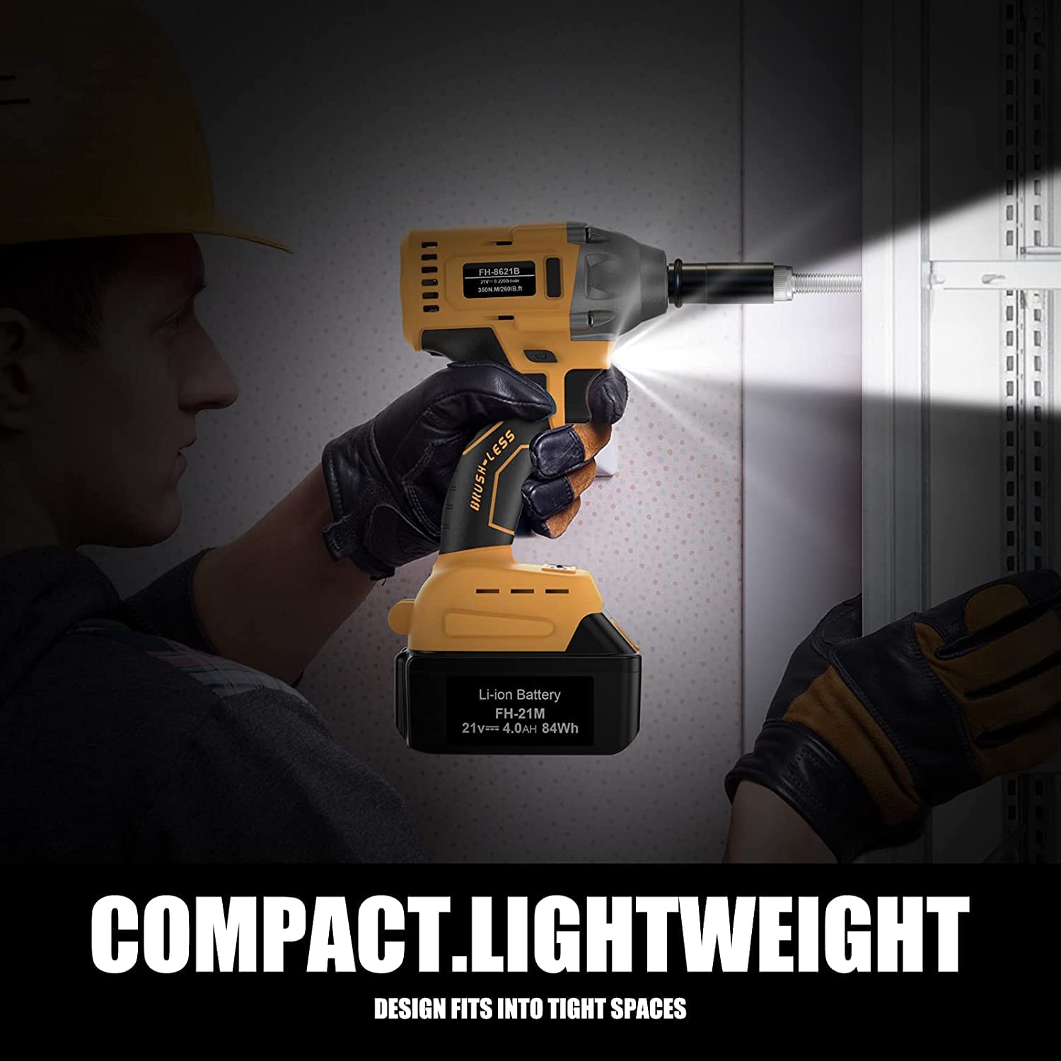 Hongmai 21V MAX Cordless Impact Wrench with 4.0Ah Li-ion Battery, 1/2 Inch, 260 Ft-lbs(300N.m) Max Variable Speed, Fast Charger, Sockets Set, Tool Box