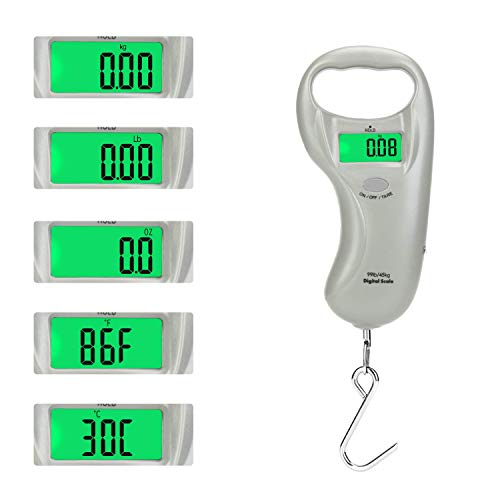 Digital Fish Scale Hanging Scale with Tape Measure,Temperature Display (° F/° C),Backlit LCD Display,110 lb/50 kg Portable Postal Scale,with Fish Lip Clip,Fishing Gifts for Men,Valentine's Day Gift…
