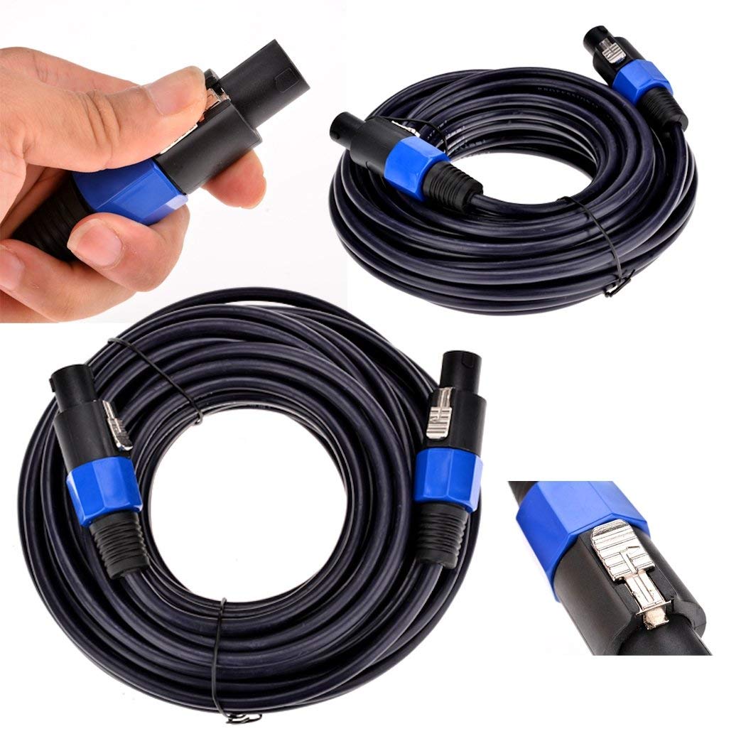 Yuyaokk 2Pack 100 ft Male Speakon to Speakon Cables, Professional 12 Guage AWG Audio Cord DJ Speaker Cable Wire with Twist Lock - 2 Conductor.