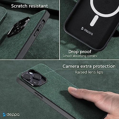 Deppa Alcantara case for iPhone 12 Pro (6.1') Shockproof Slim Magnetic Cover with Magsafe Wireless Charging [Genuine Italian Alcantara] Enhanced Camera Protection| (BlackBerry Black-9008)