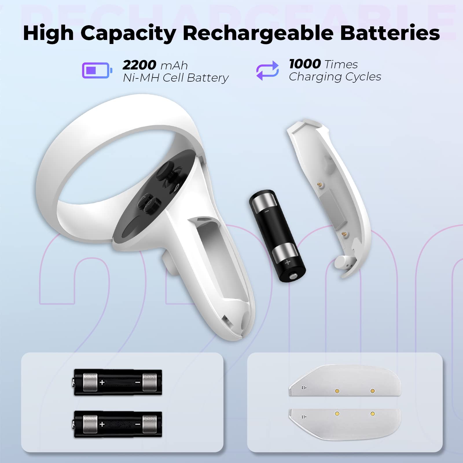 Gamulus RGB Charging Dock for Meta Quest 2, VR Headset & Controllers Magnetic Fast Charger Docking Station Stand, 2200mAh Rechargeable Batteries, 7 Lighting Modes and Fantastic Gaming Atmosphere
