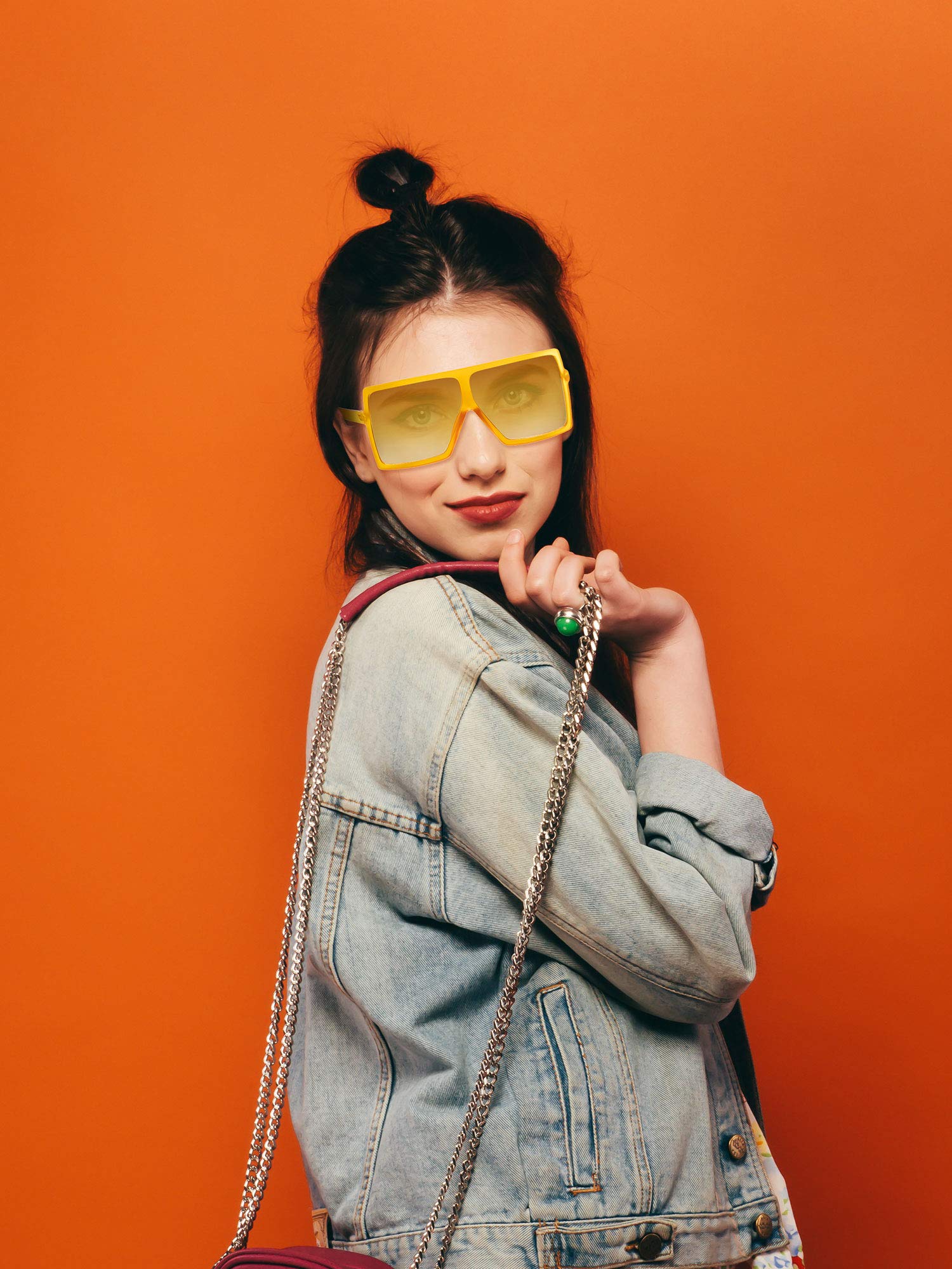 Frienda 14 Pairs Square Oversized Sunglasses Flat Top Big Shades Oversize Sunglasses for Women