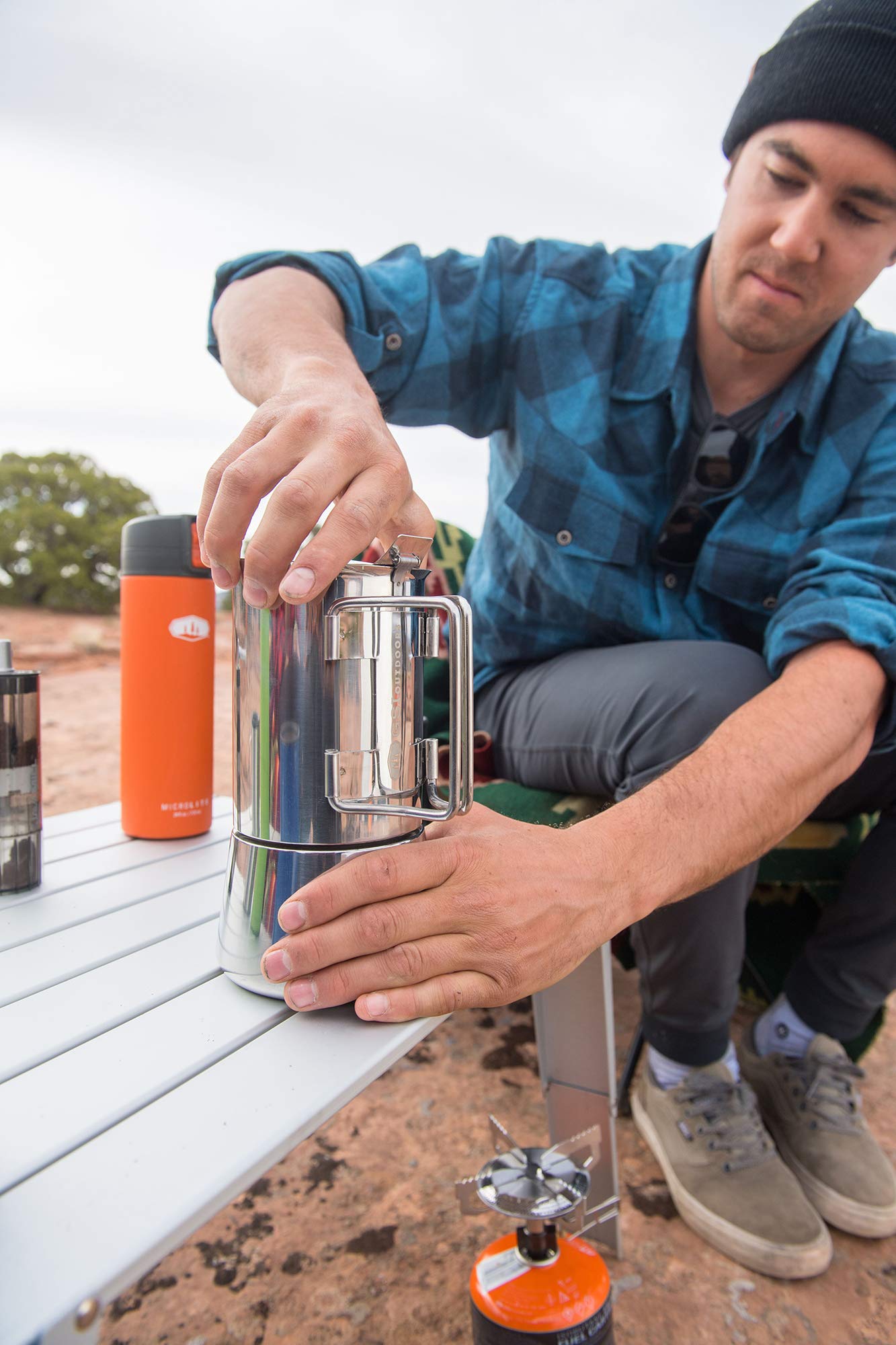 GSI Outdoors 6 Cup Stainless Steel Moka Stovetop Espresso Coffee Pot for Camping, Travel and Cabin