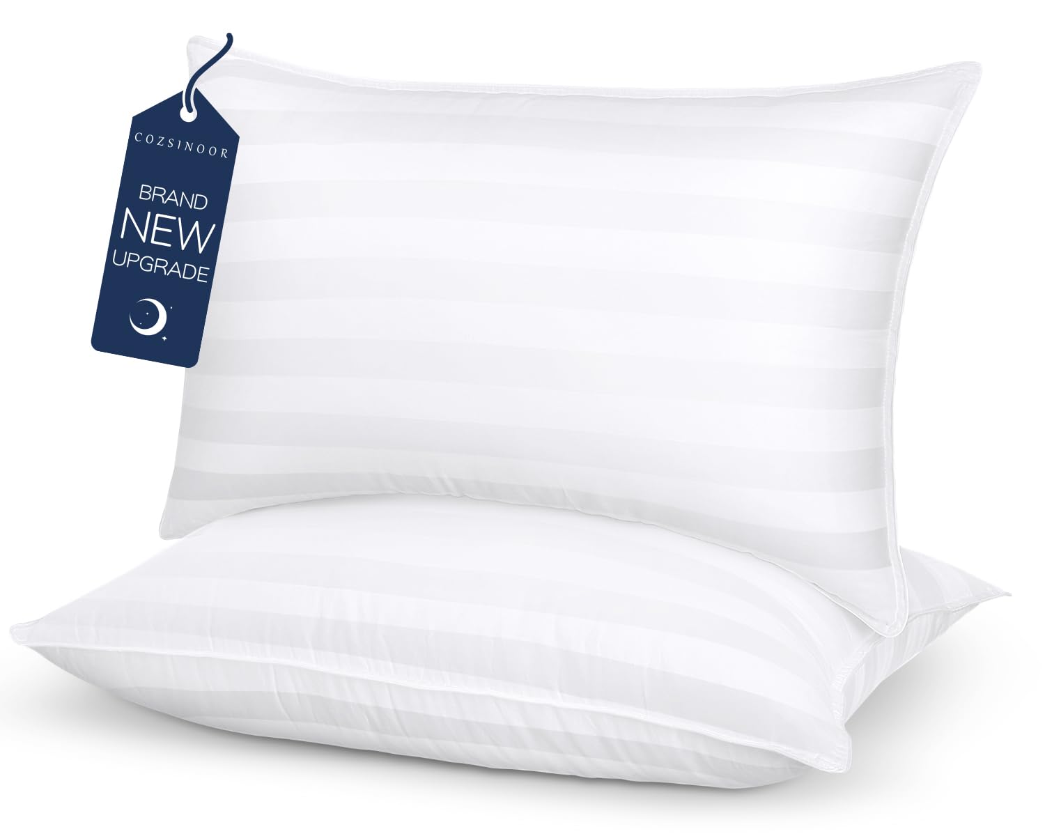 COZSINOOR Queen Size Cooling Bed Pillows for Sleeping: Hotel Quality, Set of 2 - Down Alternative Microfiber Filled for Back, Stomach, Side Sleepers, Breathable, and Skin-Friendly