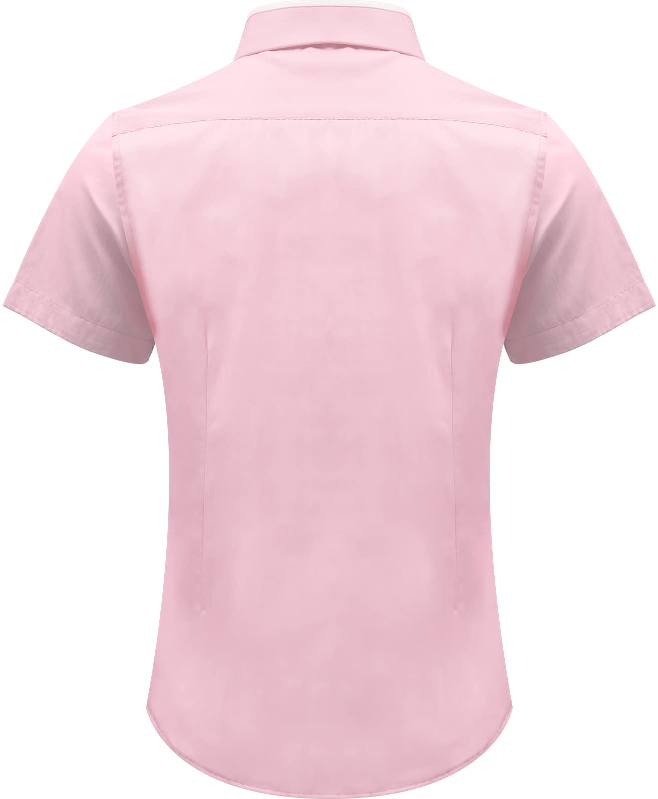 FLY HAWK Men's Short Sleeve Casual Button Down Shirts, Slim Fit Contrast Collared Summer Button Up Shirts for Men Pink Medium