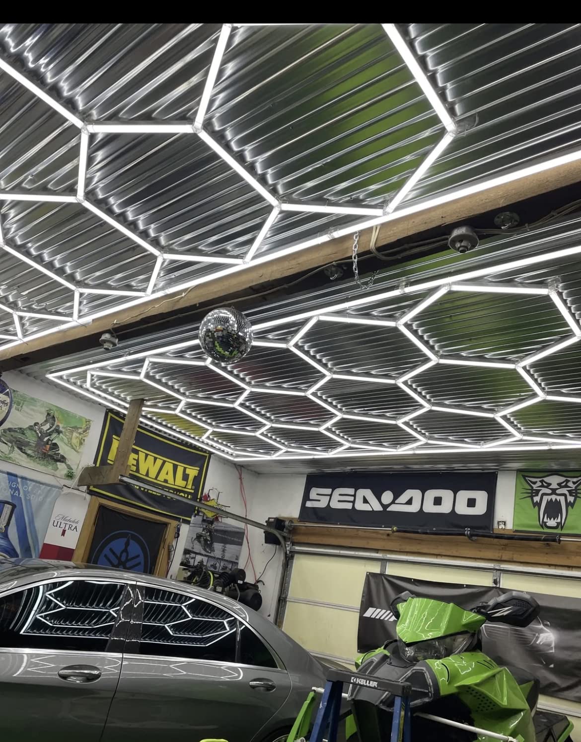 EVMIZE Hexagon LED Lights for Garage, Gym, Warehouse, Auto Car Detailing Shop, Office, Barbershop, Salon Light White 6500k CE Certified Hex Room LEDS Honeycomb Light